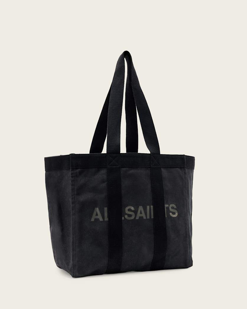 Layo Spacious Canvas Tote Bag Washed Black | ALLSAINTS US
